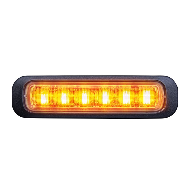 Feu Flash orange 6 LED 12-24 volts lentille claire Dark Knight E-Ap...