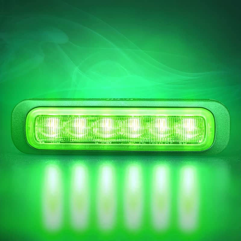 Feu flash 6 LEDs Vert lentille teintée 12-24V Dark Knight Strands E...
