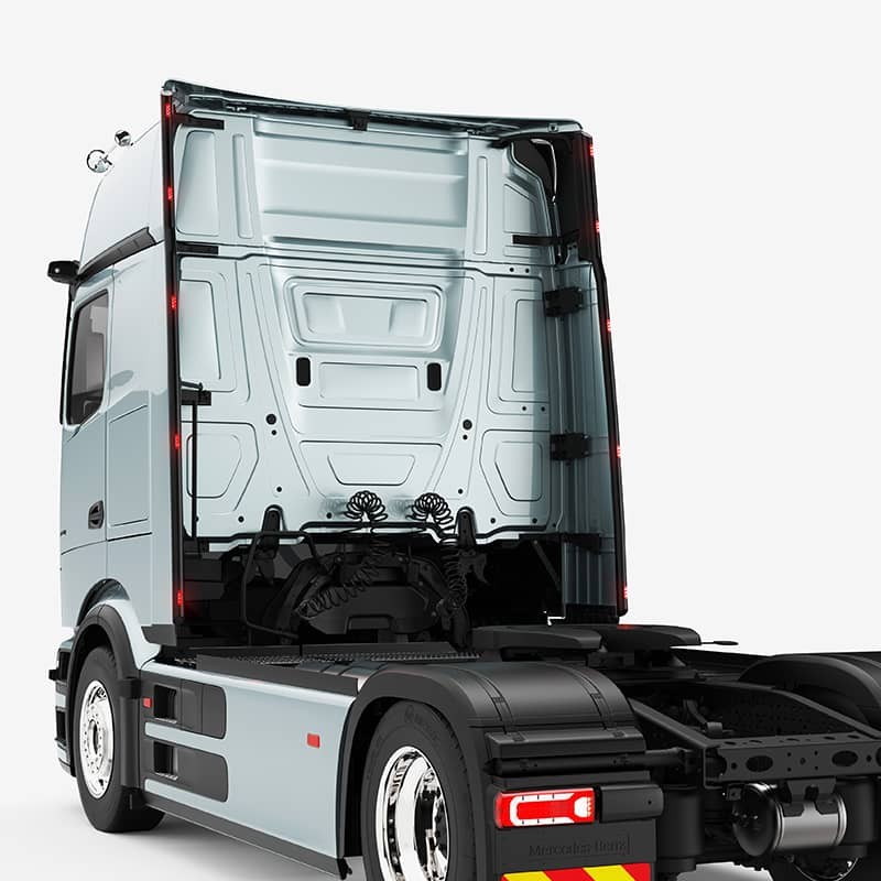 Rampes LEDs noires Mercedes Procabin Actros 2025 Gigaspace sur Défl...